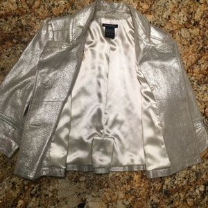 Boston Proper | Jackets & Coats | Silver Leather Jacket Boston Proper ...